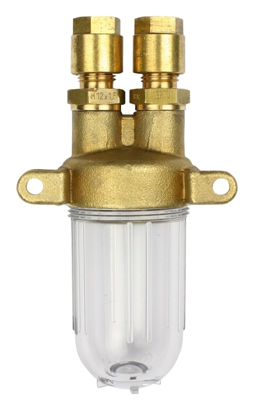 Condensate trap, CF8/6, 40ml, brass/MAK, CU-pipe 8/6x1mm - PFS Fueltec ...